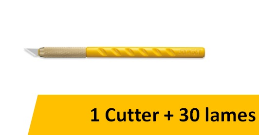 Cutter de précision OLFA AK-1/5B | Scalpel de précision | 1 cutter + 30 lames KB